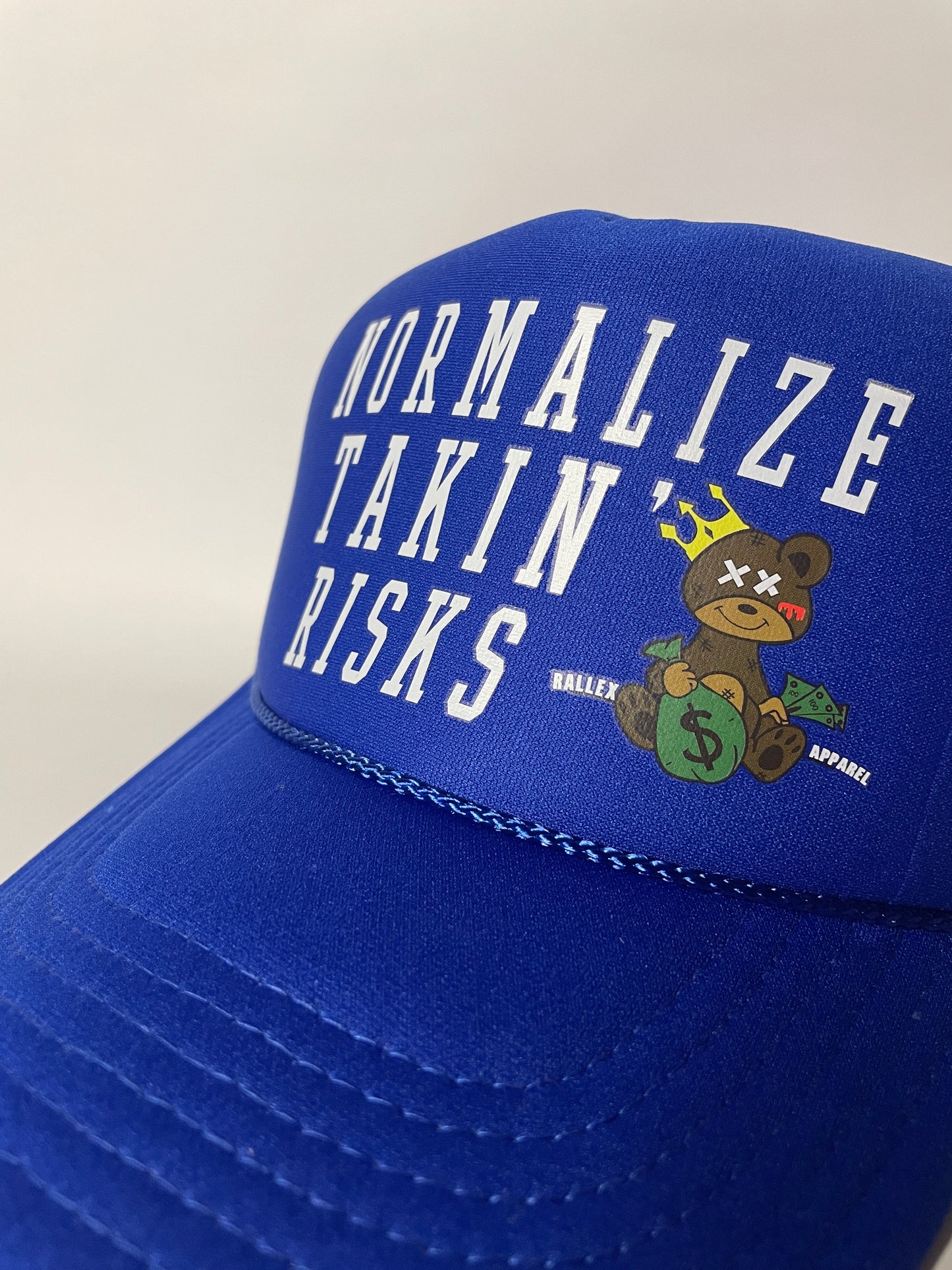 " Normalize Takin' Risks " BLUE Mesh Cap ( on Hand ) – Rallex